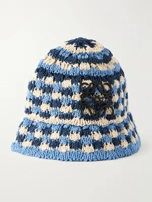 Loewe Anagram Crocheted Bucket Hat - Blue