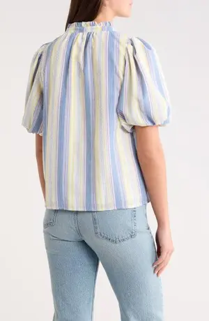 SUGARLIPS Vexie Stripe Gretna Puff Sleeve Top