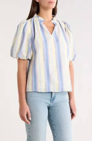 SUGARLIPS Vexie Stripe Gretna Puff Sleeve Top