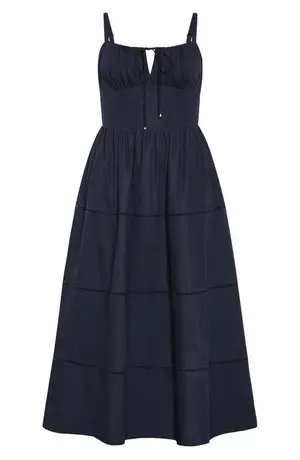City Chic Cotton Maxi Dress With Corset Bodice
