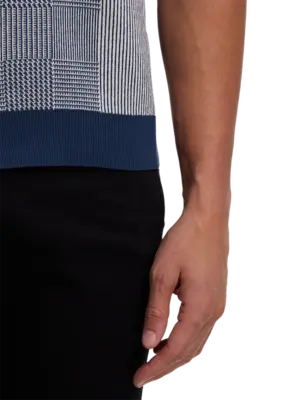 PAUL FREDRICK Cotton Button-front Polo - Blue