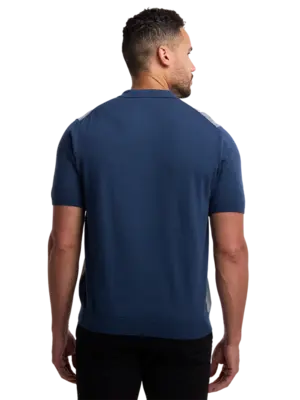 PAUL FREDRICK Cotton Button-front Polo - Blue
