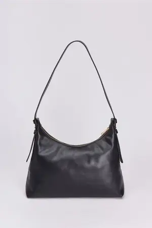 FOREVER & ALWAYS SHOES Leather Hobo Shoulder Bag - Black