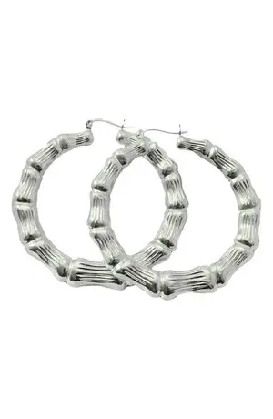 THE M JEWELERS Bamboo Hoop Earrings - Silver