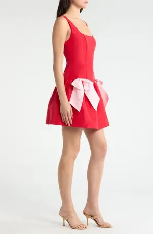 SUGARLIPS Noretta Bow Satin Mini Dress