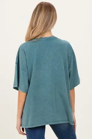 PINKBLUSH Oversized Mineral Wash T-shirt - Dark Teal