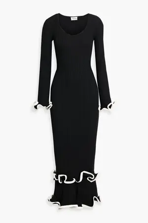 Simkhai Sonali Tiered Ruffled Ribbed-knit Midi Dress