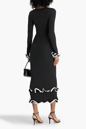 Simkhai Sonali Tiered Ruffled Ribbed-knit Midi Dress