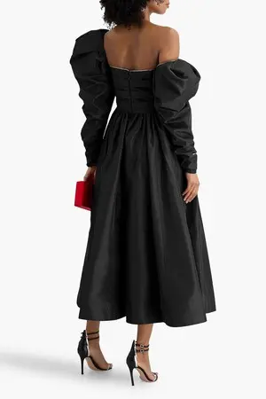 LEO LIN Madison One-shoulder Taffeta Midi Dress