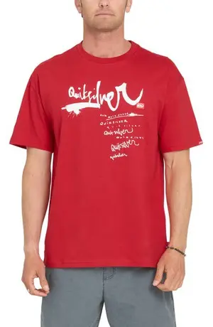 Quiksilver Young Guns Impaired Oversize Graphic Cotton T-shirt - Salsa