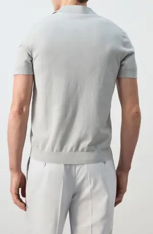 Mango Fine Knit Cotton Polo - Ice Grey