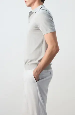 Mango Fine Knit Cotton Polo - Ice Grey