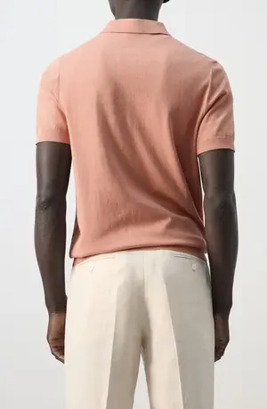 Mango Fine Knit Cotton Polo - Peach