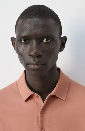 Mango Fine Knit Cotton Polo - Peach