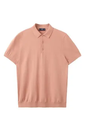 Mango Fine Knit Cotton Polo - Peach