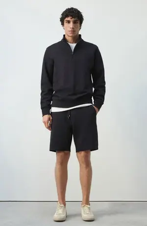 Mango Cotton Drawstring Bermuda Shorts - Navy