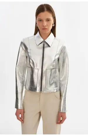 LAMARQUE Reversible Leather Jacket - Black/silver