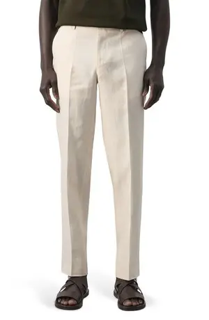 Mango Amalfi Slim Fit Flat Front Linen Suit Pants - Ecru