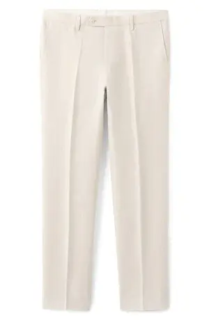 Mango Amalfi Slim Fit Flat Front Linen Suit Pants - Ecru