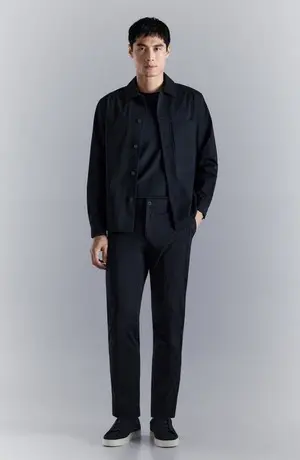Mango Water Repellent Slim Fit Trousers - Navy