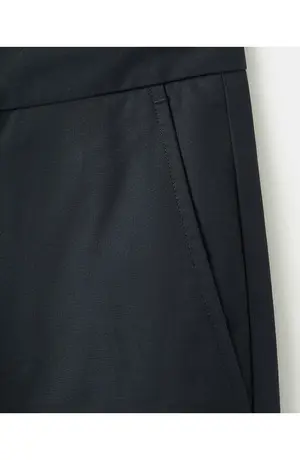 Mango Slim Fit Flat-front Cotton Twill Trousers - Navy