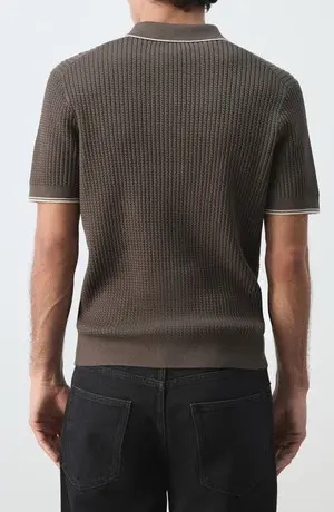 Mango Fine Knit Herringbone Polo