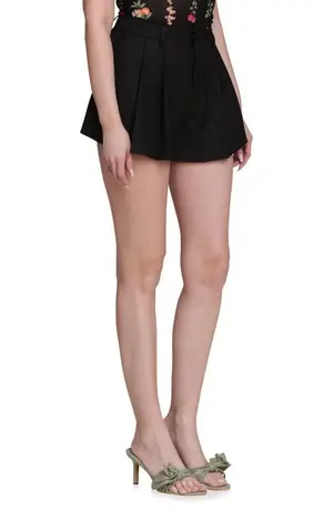 Avec Les Filles Pleated High-waist Shorts