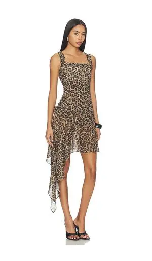 Miaou Imogene Asymmetrical Hem Dress - Leopard