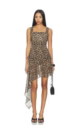 Miaou Imogene Asymmetrical Hem Dress - Leopard