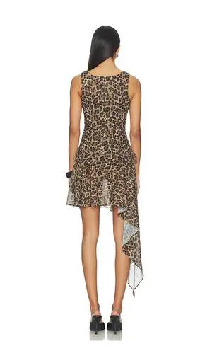 Miaou Imogene Asymmetrical Hem Dress - Leopard