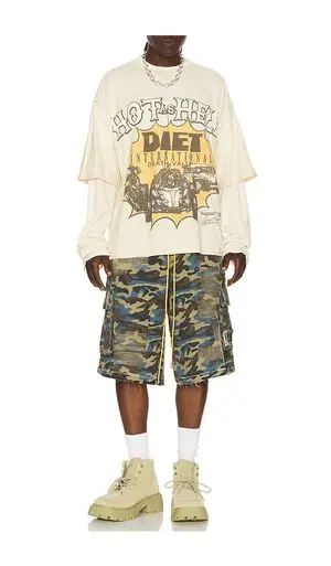 DIET STARTS MONDAY Camo Ripstop Cargo Shorts - Blue