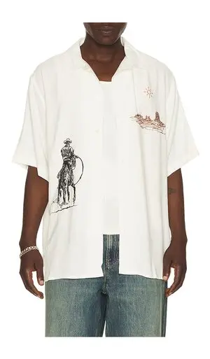 ONE OF THESE DAYS Tomorrow Has Already Spoken Camp Shirt In Ivory - Bone