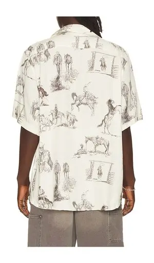 ONE OF THESE DAYS Charcoal Montage Camp Shirt In Ivory - Bone
