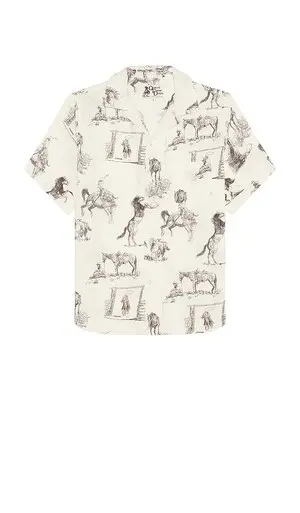 ONE OF THESE DAYS Charcoal Montage Camp Shirt In Ivory - Bone