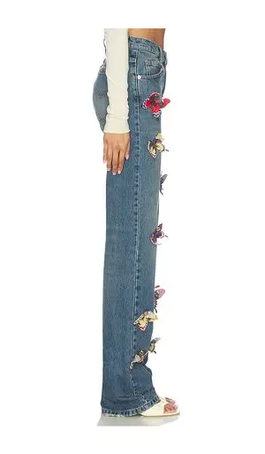 Blumarine Butterfly Embellished Boyfriend Jeans