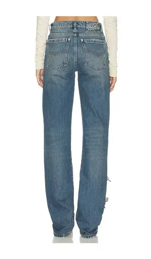 Blumarine Butterfly Embellished Boyfriend Jeans