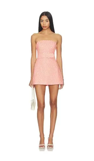 Amanda Uprichard X Strapless Romper - Neon Ballet Polkadot