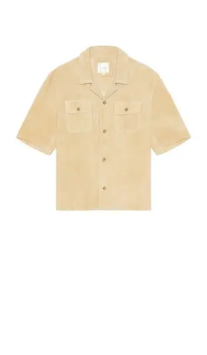 FOUND Suede Short Sleeve Camp Shirt