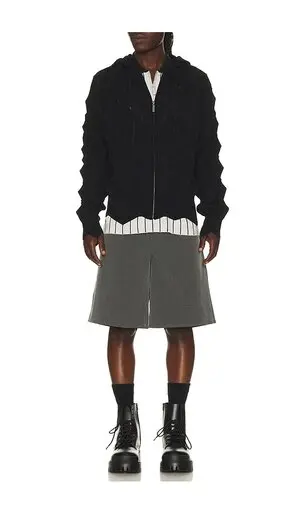 MADFRENZY Spiked Slim Zip Up Hoodie