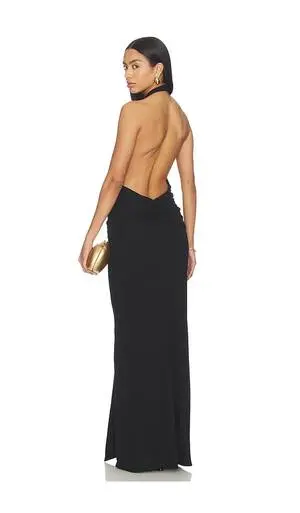 Cult Gaia Halterneck Maxi Dress With Gold-tone Hardware - Black