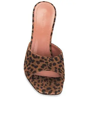 Amina Muaddi Lupita 95 Suede Slipper Mule In Leopard Print