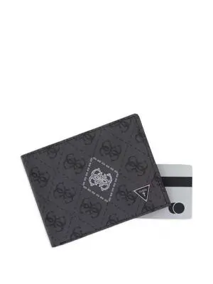 Guess Milano 4g Logo Monogram Patterned Wallet - Grey