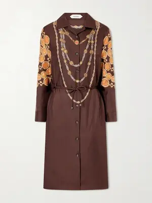 Versace The Lover Printed Silk-twill Mini Dress - Brown