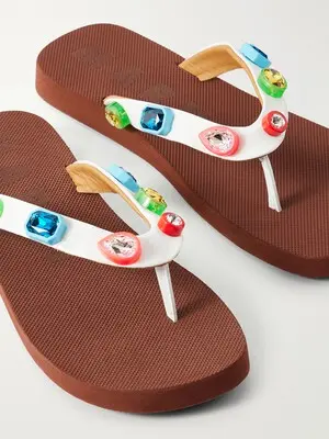 Marni Embellished Coated Flip Flops