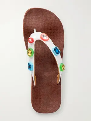 Marni Embellished Coated Flip Flops