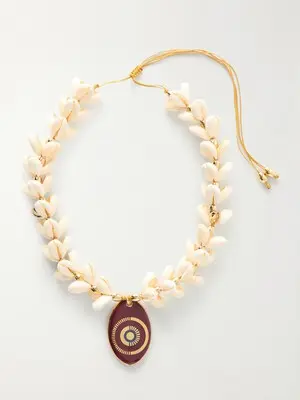 Tohum Design Gold-plated Seashell And Ceramic Necklace