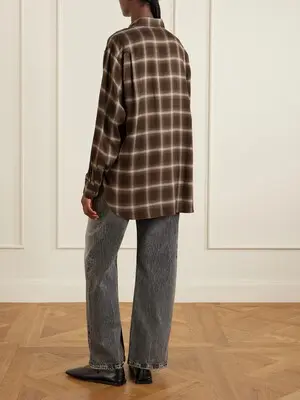SSSTEIN Checked Lyocell-blend Gauze Shirt