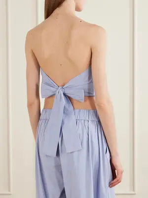 ST. AGNI Strapless Cotton-blend Top - Blue