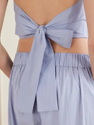 ST. AGNI Strapless Cotton-blend Top - Blue
