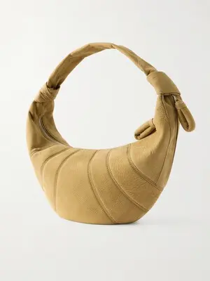 LEMAIRE Fortune Croissant Paneled Nubuck Shoulder Bag - Brown